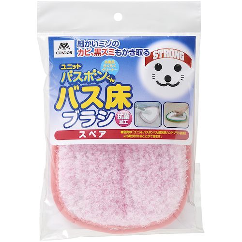 【特長】●アミ目繊維とブラシのW効果で、凹凸床の細かいミゾのカビ、黒ズミもかき取る。【仕様】●色：P●縦(mm)：160●横(mm)：175【仕様2】●浴室柄付ブラシ【材質／仕上】●スポンジ：ポリウレタン●ブラシ(ソフト毛)：ポリプロピレン...