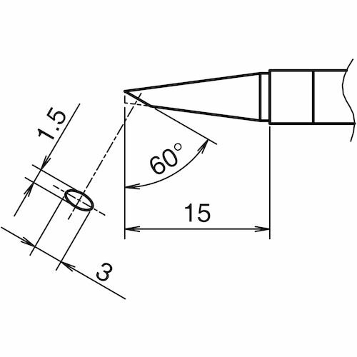 【特長】●適用こて部：FX-9701用こて先です。【仕様】●適合機種：FX9701/FX9702●品名：こて先　BC型　横1.5mm　縦3mm【特長】●適用こて部：FX-9701用こて先です。【仕様】●適合機種：FX9701/FX9702●...