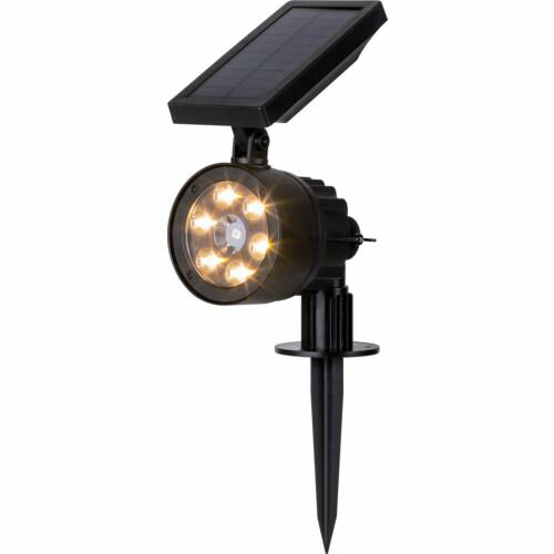【特長】●ハイパワーLED採用の明るいソーラーライトです。●明るく点灯と明るさを抑えて点灯の2パターンあります。【仕様】●光源色：電球色（6球・RGB）●高さ(mm)：309●幅(mm)：90●奥行(mm)：158●地中杭高さ（約cm)：1...