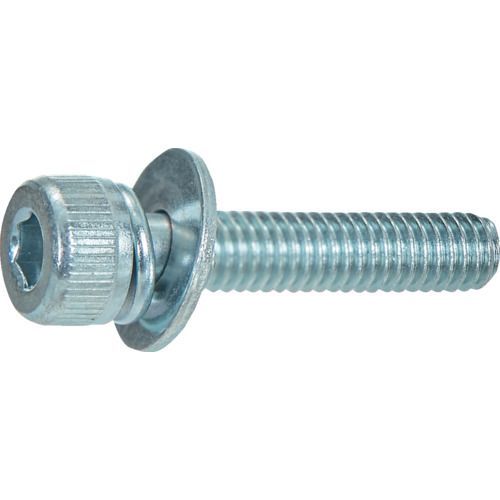 【特長】●ワッシャー、スプリングワッシャー付の六角穴付ボルトです。●セットする手間が省ける組込タイプです。【仕様】●寸法(mm)d：M3●寸法(mm)L：06●ねじピッチ(mm)：0.5●強度区分：強度区分4.8●二面幅寸法(mm)：2.5...