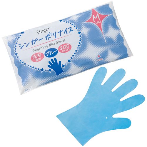 【特長】●・カタエンボス加工を施した、使い切りポリエチレン製グローブです。●・左右兼用タイプ・食品衛生法370号に適合。【用途】●衛生作業、食品加工作業などに。【仕様】●色：ブルー●サイズ：M●全長(cm)：27●手のひら周り(cm)：25...