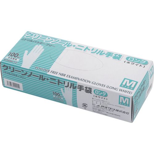 【特長】●耐薬品性に優れたニトリルゴム手袋です。●フィット性に優れています。●環境に優しく、ラテックスアレルギーの心配もありません。【用途】●左右兼用【仕様】●色：ホワイト●サイズ：M●全長(cm)：29.5●表面抵抗値(実測値)：10^1...