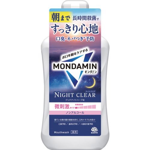 【特長】●朝まで長時間殺菌で、すっきり心地です。●口臭・ネバつき※予防が可能です。●寝ている間の菌の増殖を抑え、口内トラブルを防ぎます。【仕様】●容量(ml)：1000●香り：ナイトクリア●幅(mm)：105●奥行(mm)：74●高さ(mm...