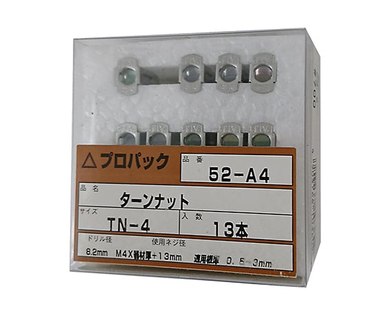 フリンジとナットがひとつになったターンナット。フランジにビスを差し込むとナットが取り付けやすい状態にセットされ、しっかり締結できます。金属薄鋼板用ネジ径M：M4全長：17.5mm材質：ナット/亜鉛ダイカスト、フランジ/ステンレスSUS304...