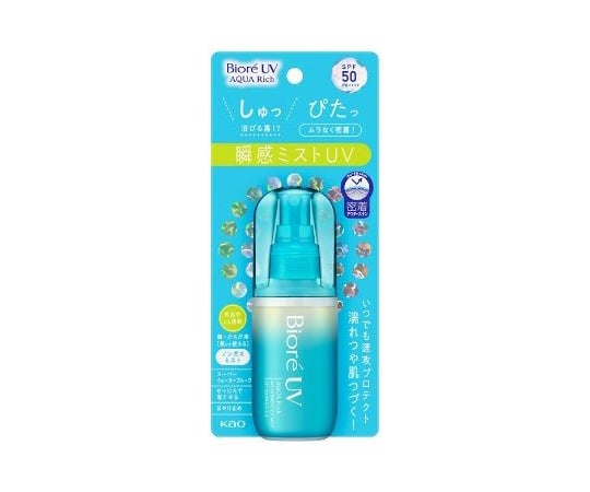 「しゅっぴたっ」「しゅっ」とすると浴びる霧のようなミストが、素早く乾いて「ぴたっ」とムラなく密着。いつでもどこでも全身速攻プロテクト！瞬感ミストUV。ノンガスミストタイプ。外出中でもサッとUV対策できて便利。浴びるたび素肌のうるおいを守って...