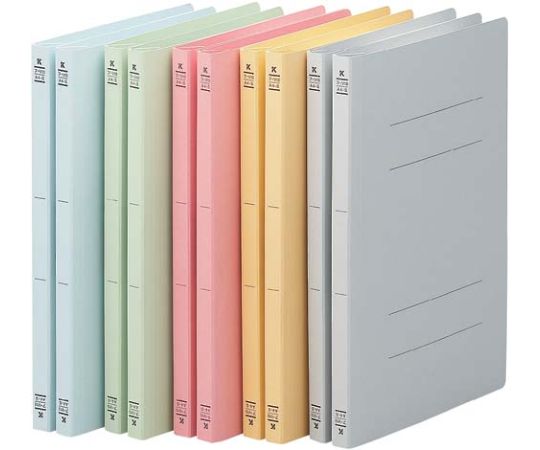 コクヨの定番！フラットファイルのロングセラー。樹脂製とじ具なので保持力が強く書類がずれにくい！サイズ：A4タテ寸法：307×231カラー：《5色セット》青、緑、ピンク、黄、グレー各色2冊入背幅：18（とじ厚15）mm表紙厚：約0.45mm収...