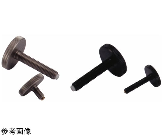 ねじ先にパッドをつけたローレットノブ。ワークに傷をつけずに締めつけができます。材質：ステンレス製パッド材質：黄銅パッドD：20M：M5Lm：20H：4D1：3t：0.5荷姿サイズ：70×100×15mm[荷姿サイズについて]ねじ先にパッドを...