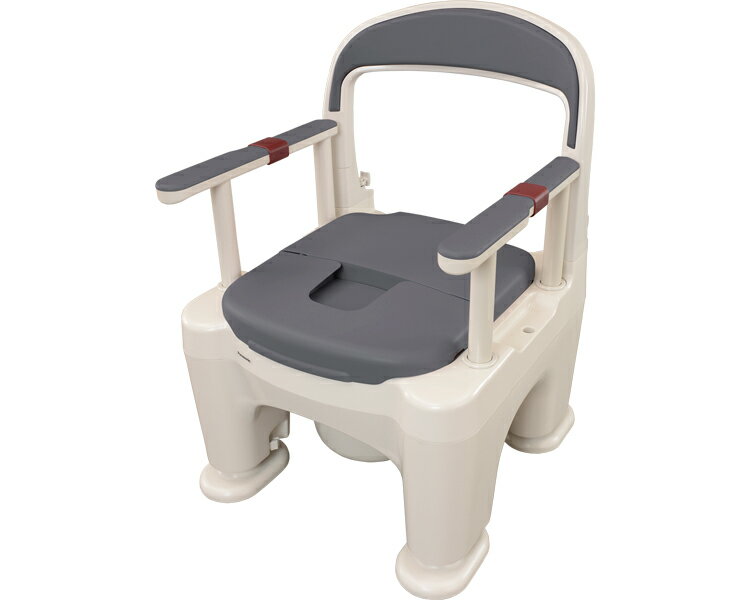 【特徴・コメント】・「便フタオープンアシスト機能」+「昇降式ひじ掛け」＝「移乗や介助が便利」。 ・フタは少し持ち上げるだけでバネの力でかんたんに開きます。さらに押し込むと、後方介助用スペースができます。 ・ひじ掛けが下がるので、移乗や側方介...