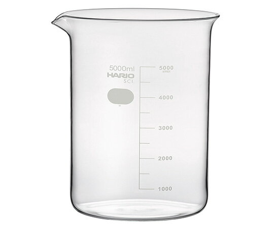 仕様 材質：硼珪酸ガラス-1 耐熱温度：250℃ 容量：5L 胴外径：φ180mm 全高：280mm 一目盛：約500mL 目安目盛付き ※特注対応可 ※名入れ対応可 ※特注・追加工・名入れサービスは、アズワンオリジナルのサービスです。 ※...