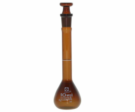 仕様 コード番号：020070-10A 材質：硼珪酸ガラス-2 TSガラス平栓付 全高：95mm 容量：10mL 色：茶 体積許容誤差：±0.02mL 栓（TS）：9 外径：φ28mm ※JIS R3505（1994年）クラスAの「体積許容...