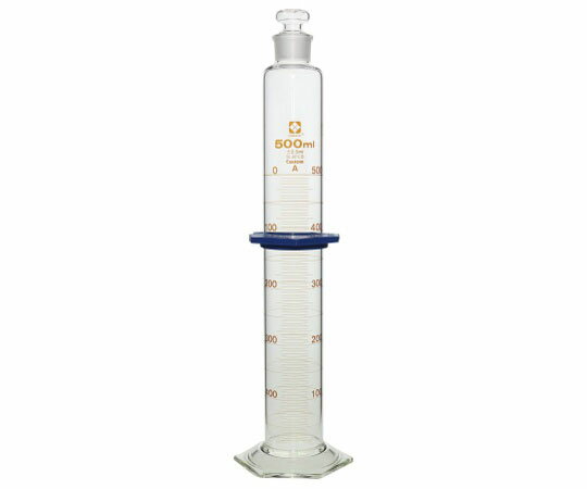 仕様 材質：硼珪酸ガラス-1 JIS R 3505 規格品 クラスA 容量：500mL 一目盛：5mL 外径：φ55mm 全高：390mm 体積許容誤差：±2.5mL バンパー付き コード番号：026580-5001A ※校正証明書発行可仕...