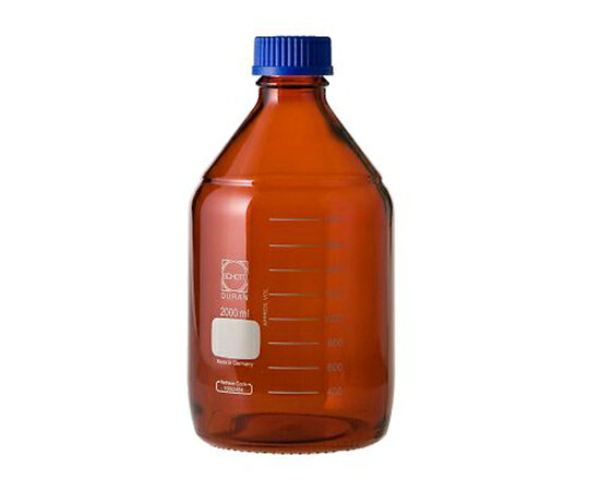 仕様 コード番号：017210-2000 材質：本体／硼珪酸ガラス-1、青キャップ・液切りリング／PP（ポリプロピレン） 青キャップ付き、液切りリング付き 容量：2000mL ネジ口規格：GL-45 口内径×胴径×高さ：φ30×136×26...