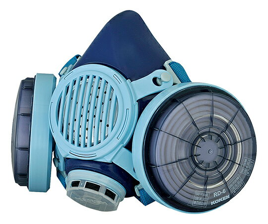 特徴 マスクをつけたまま会話ができる伝声器付きで、アスベスト（石綿）除去作業用マスクの区分3として使用できます。 吸収缶RDG-5（1-6546-02）を取り付ければ、防じん機能を有する防毒マスク（L3）としても使用できます。仕様 粒子捕集...