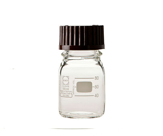 仕様 コード番号：017200-1001A 赤キャップ付き 口内径：φ30mm 容量：100mL 外径×高さ：φ56×100mm ネジ口規格：GL-45 デュラン ※オートクレーブ滅菌にかける際はキャップを外すか、または一回転以上緩めてから...