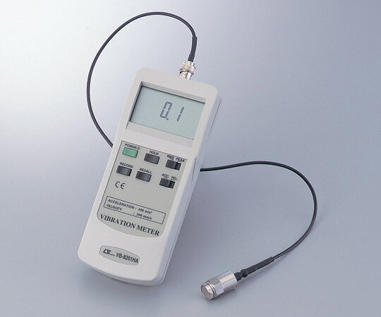 特徴 振動の速度（mm/s）と加速度（mm/^2）を測定します。仕様 型番：VB-8201HA サイズ（mm）：72×32×180 重量：約230g 測定範囲：速度／200mm/s（0.5〜199.9mm/s）、加速度／200mm/s^2（...