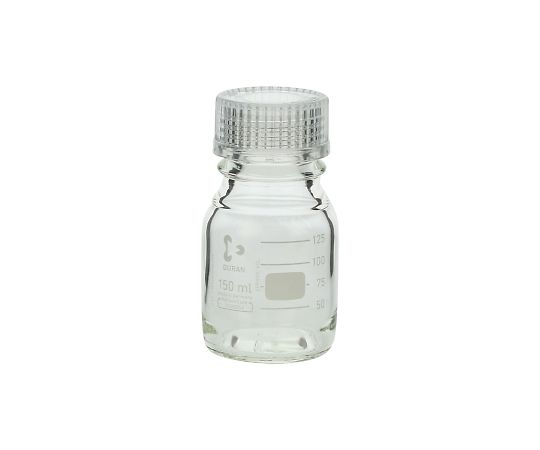 仕様 コード番号：017200-1503A 透明キャップ付き 口内径：φ30mm 容量：150mL 外径×高さ：φ62×110mm ネジ口規格：GL-45 デュラン ※オートクレーブ滅菌にかける際はキャップを外すか、または一回転以上緩めてか...