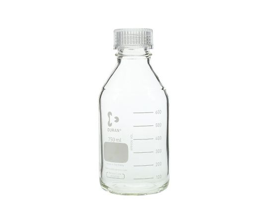 仕様 コード番号：017200-7503A 透明キャップ付き 口内径：φ30mm 容量：750mL 外径×高さ：φ95×203mm ネジ口規格：GL-45 デュラン ※オートクレーブ滅菌にかける際はキャップを外すか、または一回転以上緩めてか...