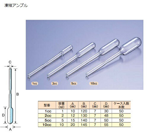 仕様 材質：硼珪酸ガラス 色：白色 容量：凍結アンプル5mL サイズ：φ15×50×140mm 入数：1箱（50本入） 硼珪酸ガラス製 コード番号：0511-03仕様 材質：硼珪酸ガラス 色：白色 容量：凍結アンプル5mL サイズ：φ15×...