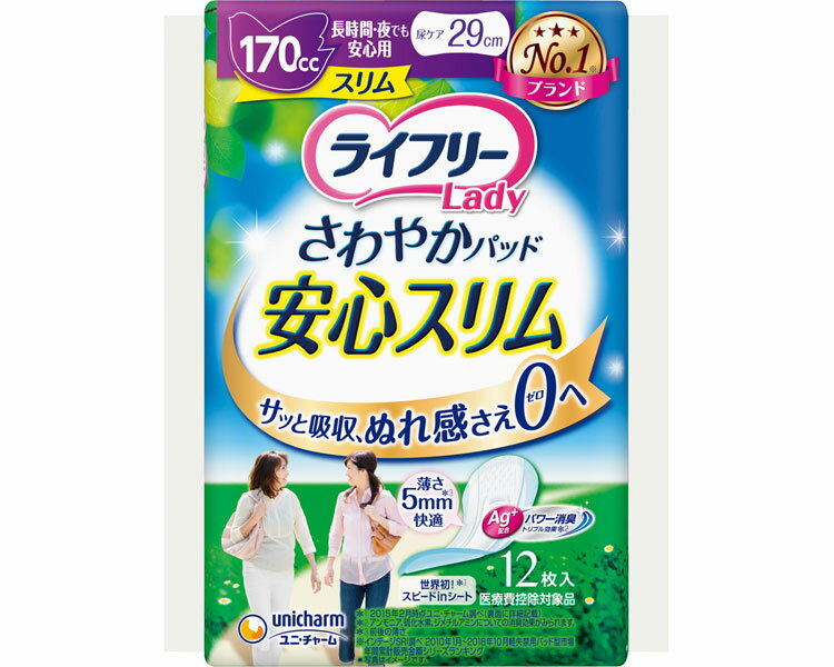 排泄関連 紙オムツ(パッドタイプ) ・安心の吸収力。厚さが気にならない尿失禁パッドです。※予告なく品番・入数を変更する場合がございますのでご了承ください。 ●サイズ／幅13×長さ29cm●吸水量目安／約170cc●袋入数／12枚●日常生活動...