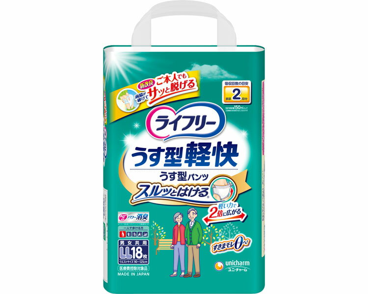 排泄関連 紙オムツ(パンツタイプ) ・「スルッとはけて、ピタッとフィット」、ご本人でも交換しやすい紙パンツです。・歩ける方のためのうすくて軽い下着のようなはき心地の紙パンツです。※パッケージ・品番は予告なく変更する場合がございます。 ●ウエ...