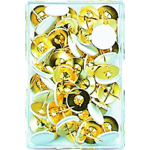 特長:●二重画鋲足長の頭に、白の着色を施した商品です。 用途:●絵画などの作品を留めるために、ご使用頂けます。 仕様:●外径(mm)：11●色：白●長さ(mm)：11 材質／仕上:●圧延鋼板、鉄線特長:●二重画鋲足長の頭に、白の着色を施した...