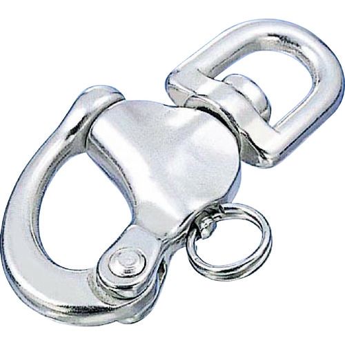 特長:●アイの部分が回転するので、つないだチェーンなどがよじれません●リングを引くとフックが外れます。 用途:●チェーン・ワイヤ・ロープ等の連結金具として、また端末の金具のジョイントに。 仕様:●d(mm)：16●D(mm)：6.5●L(m...