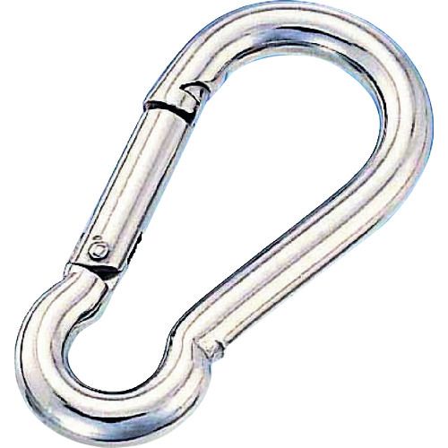 特長:●スタンダードなスプリングフックです。 用途:●チェーン・ワイヤー・ロープ等の連結金具として、また端末の金具のジョイントに。 仕様:●D(mm)：8●L(mm)：80●S(mm)：11●W(mm)：40●d1(mm)：9●使用荷重(k...