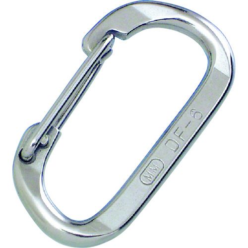 特長:●開口部が大きく使用しやすいジョイント金具です。●ばね状のリング部をたおす（押す）ことで、開閉できます。 用途:●ワイヤ・チェーン・ロープなどの連結金具として。 仕様:●D1(mm)：7●L(mm)：64●D2(mm)：6●S(mm)...