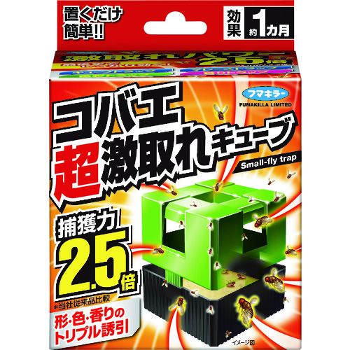 特長:●コバエを視覚的に誘引するキューブ型。●コバエが好む緑と黒のツートンカラー。●コバエの好きな酢と酒にアミノ調味料を加えた特選誘引剤で強力誘引。 用途:●コバエの捕獲。 仕様:●幅(mm)：97●高さ(mm)：124特長:●コバエを視覚...
