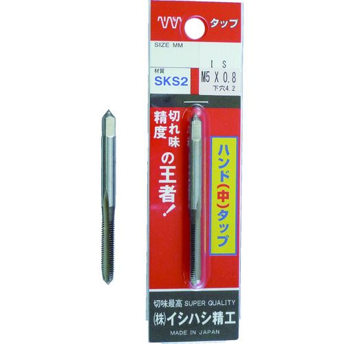 特長:●タングステンハンドタップです。●一般的なタップで、あらゆる方面で使用されています。●ハイスに比べ経済的です。 用途:●被削材:鉄、軽金属。 仕様:●精度：JIS3級●先端：中●呼び寸法：M3●ピッチ(mm)：0.6●ねじ長さ(mm)...