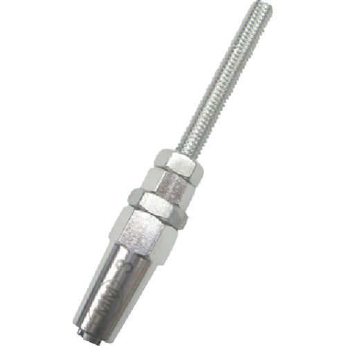 特長:●ワイヤを現場で取付できます。 用途:●ワイヤロープの端末に。 仕様:●L(mm)：85●(L)(mm)：85●適用ワイヤー径(mm)：3●L2(mm)：45●L1(mm)：27●ねじ径：M6 材質／仕上:●ケーシング・ターミナル・六...