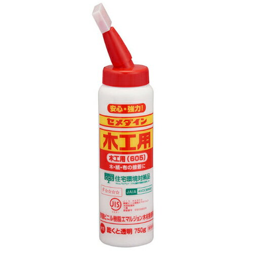 酢酸ビニル樹脂系エマルジョン形接着剤[容量] 750g[標準塗布量]150〜200g/m2[用途]内装木工事全般・家具、建具製作等・厚労省策定14物質を使用していない・乾燥後の透明度高い酢酸ビニル樹脂系エマルジョン形接着剤[容量] 750g...