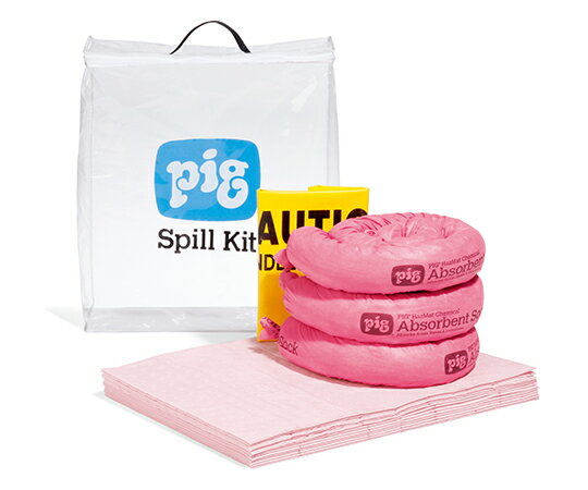 特徴 酸、アルカリ、溶剤、油、水などを吸収するピグR吸収材が、透明なバッグに入っています。 透明バッグなので中身が見え、吸収材の残量もひと目でわかります。 経済的で、漏洩の発生する可能性のあるあらゆる現場に手軽に設置することができます。 コ...