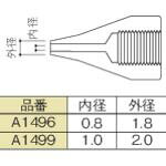 用途:●FV-803用交換部品。 仕様:●寸法(mm)内径×外径：1.0×2.0 仕様2:●白光 ノズル 1.0mm S型●本体：474・475(いずれも販売終了)用用途:●FV-803用交換部品。 仕様:●寸法(mm)内径×外径：1.0×...