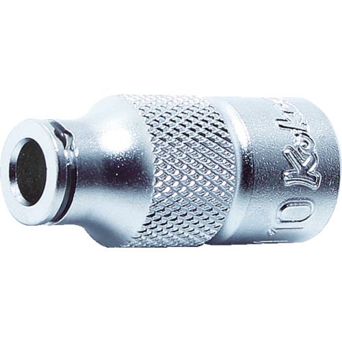 特長:●差込角3/8インチ(9.5mm)のタップホルダです。●タップをワンタッチで装着でき、汎用のソケットレンチのハンドルでも駆動可能です。 用途:●タップ立て用。 仕様:●適用タップ寸法：M3●全長(mm)：40 材質／仕上:●クロムモリ...