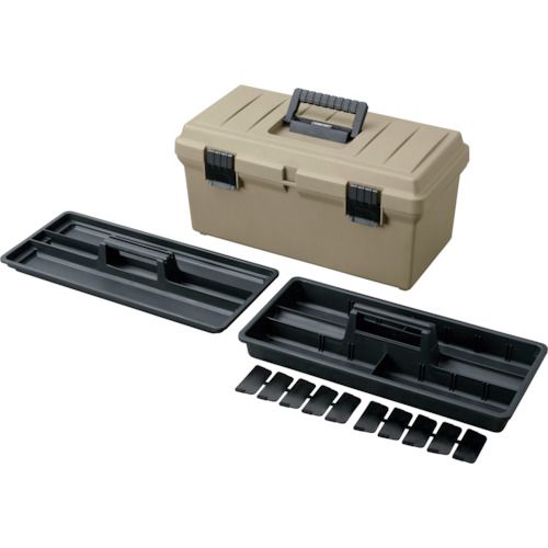 特長:●ハードな使用に耐えられる機能とデザインです。●大型インナートレーの2段重ねで部品の整理に便利です。●各トレーにハンドルが付いているので持ち運びやすいです。 用途:●工具収納に。 仕様:●色：カーキ●外形寸法(mm)間口：470●外形...