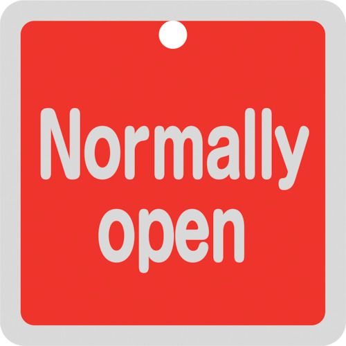 特長:●軽量で耐久性に優れ、高温部でも使用できるアルミ素材を採用しています。 用途:●あらゆるバルブの設置場所に。 仕様:●縦(mm)：50●横(mm)：50●厚さ(mm)：1●穴径(mm)：4●表示内容：Normally open(常時開...