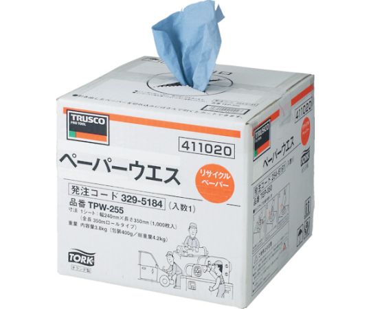 特徴 中紙がロールタイプなので、必要な大きさでカットできます。 毛羽立ちが少なく、破れにくいです。 油、溶剤、水、汚れなどの拭き取り作業に。 設備などの清掃、お手入れに。仕様 シートサイズ（mm）：235×340 色：ブルー 幅（mm）：2...