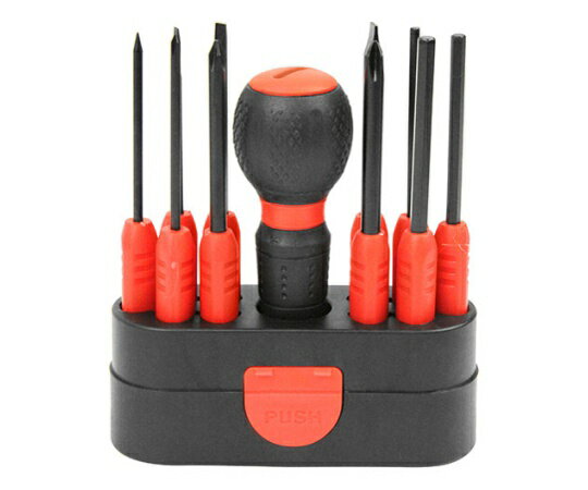 特徴 家庭内でのネジ締めに便利な10本組ドライバーセットです。 各種ネジの締め付け、緩め作業。 マスターハンドルは押しながら力のよく伝わるラウンド形状で、力強いネジ締めも可能です。 ドライバーはクロームバナジウム鋼・全身焼入れで強度・耐久性...