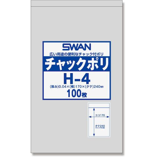 特長:●広い用途で使用できるチャック付きポリ袋です。●外袋取り出し口をテープ止めしてあるので、使用するまで中身が飛びだすことがありません。 用途:●小物などの整理に最適。 仕様:●厚さ(mm)：0.04●色：透明●幅(mm)：170●チャッ...