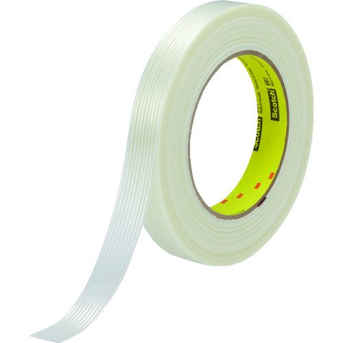 特長:●接着力が強いフィラメントテープです。 用途:●積み荷の荷崩れ防止、部品固定や結束、段ボールの補強。 仕様:●色：透明●幅(mm)：18●長さ(m)：55●厚さ(mm)：0.15●粘着力(N/10mm)：6.66●引張強度(N/10m...