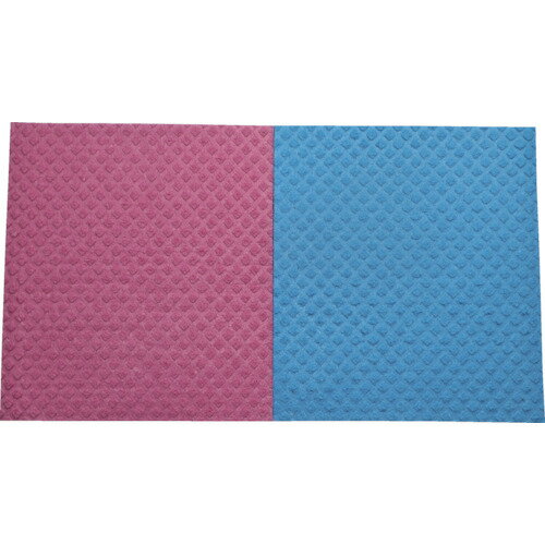 特長:●セルロース（天然植物せんい素）を使用の拭き取り用クロスです。●水ハネ、液ダレをキッチリ拭き取り、自重の10倍の水分を吸収します。●使用後の乾燥も早いクロスです。 用途:●厨房周りの清掃。 仕様:●色：ピンク、ブルー●横×高さ×厚さ(...