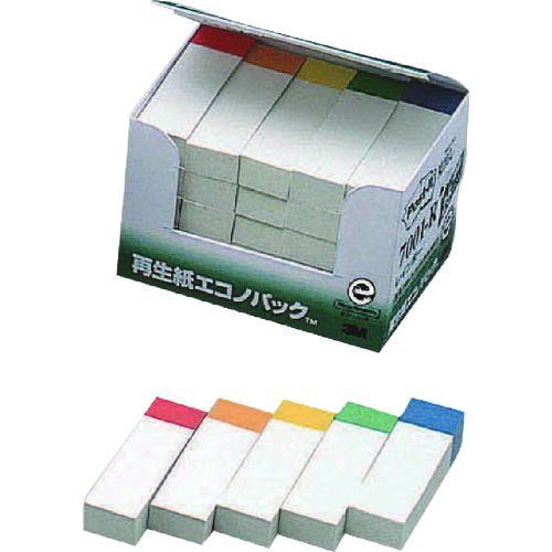 特長:●オフィスの定番、ポスト・イット［［R上］］ 通常粘着製品です。●くり返し貼ったりはがしたりでき、相手をいためません。 仕様:●色：ホワイトに・赤・オレンジ・黄・緑・青線入り●縦(mm)：50●横(mm)：15●パック入数：100枚×...