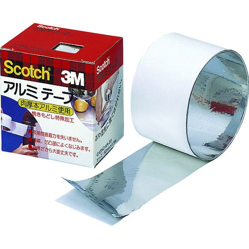 特長:●本アルミ採用の粘着剤つき肉厚テープです。 用途:●キッチンなどのすき間シール。 仕様:●色：シルバー●幅(mm)：50●長さ(m)：1.5●厚さ(mm)：0.12 仕様2:●粘着力：1.3N/10mm●使用温度範囲：-50〜120℃...