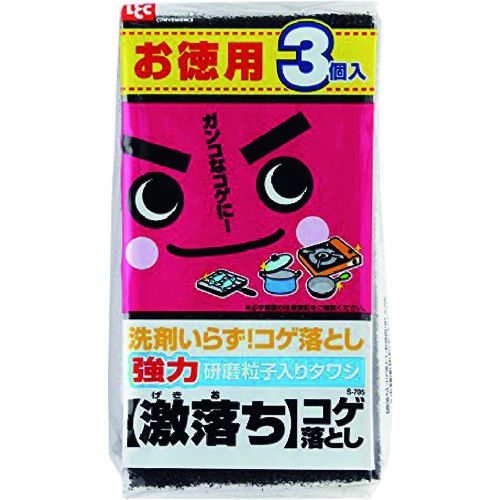 特長:●頑固なコゲ・汚れを洗剤なしで落とすコゲ取り専用たわしです。 用途:●鍋・フライパン・魚焼きの網・ガスコンロのゴトクなどのコゲ落しに。 仕様2:●激落ちコゲ落としお徳用3P　特長:●頑固なコゲ・汚れを洗剤なしで落とすコゲ取り専用たわし...