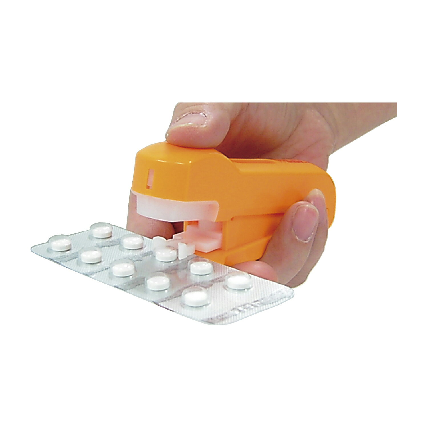 商品説明 ●錠剤を手で触れずにカットできます。●包装のままでもバラ錠でも使えます。 商品スペック ●カラー：バイオレット ●製品サイズ：W108×D34×H33mm ●材質：ABS・ポリプロピレン ●付属品：ブレードケース替刃×1枚、分割錠...