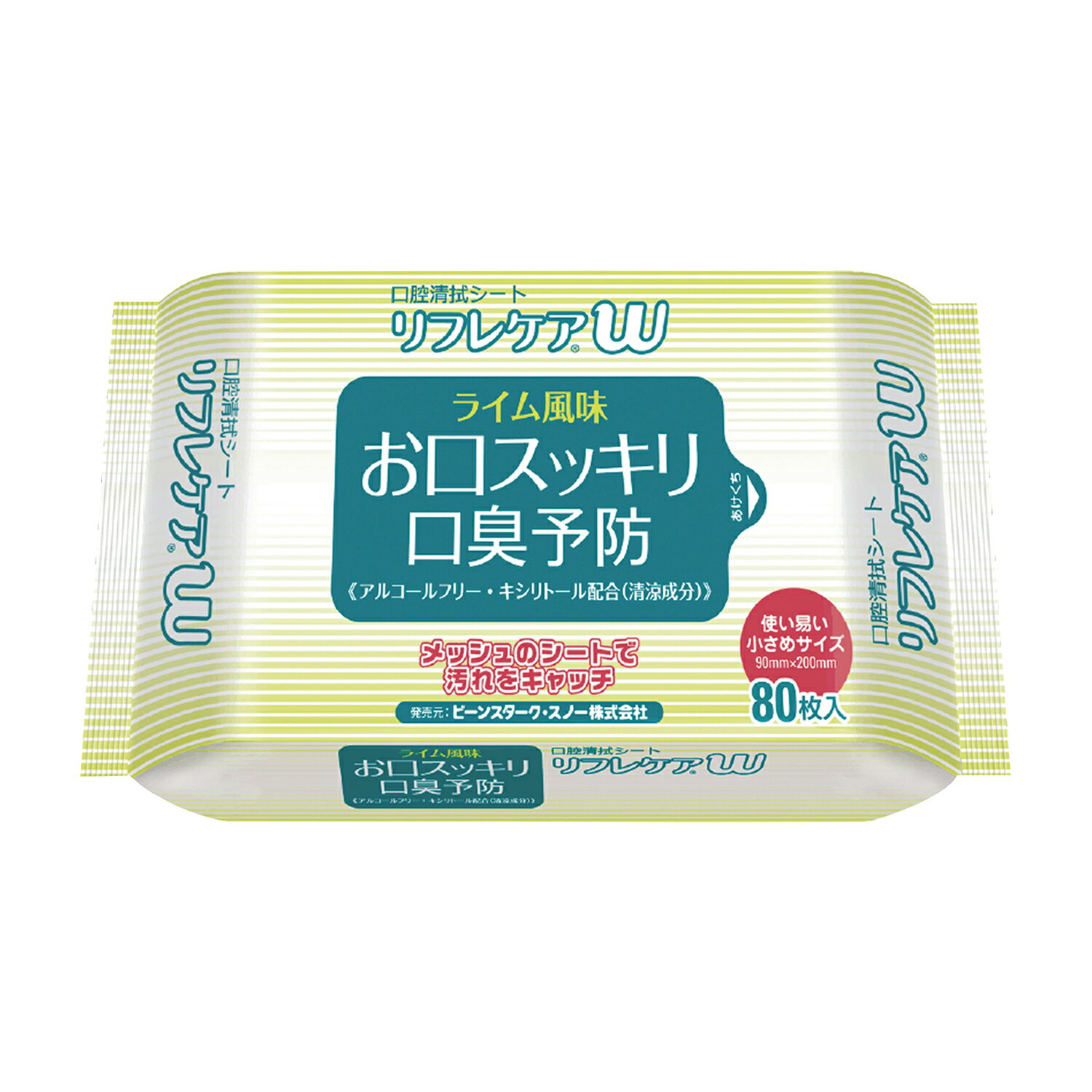 商品説明 ●口腔ケア用ウエットシート。●メッシュシートで汚れをしっかりキャッチします。●清涼成分キシリトールとライム風味でお口スッキリ。●アルコールフリー。 商品スペック ●規格：ハンディータイプ ●サイズ：90×200mm ●重量：243...