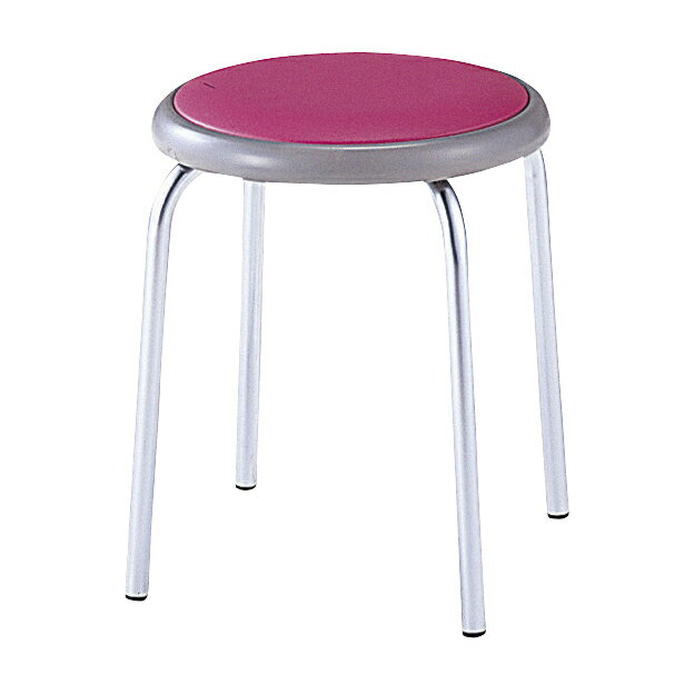 商品説明 ●座面枠が樹脂製で柔らかい曲線なので、大腿部への当たりがソフトです。●スタッキング可能。 商品スペック ●カラー：ワイン ●製品サイズ：W445×H435mm ●座面寸法：φ360mm ●重量：2.2kg ●材質：脚部=スチール、...