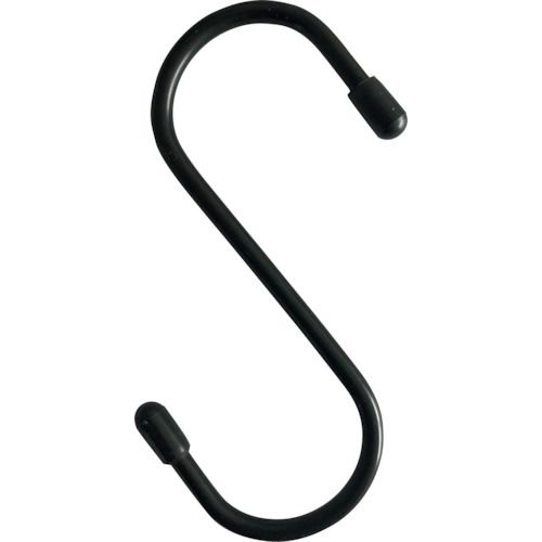 特長:●スチール製S字フックです。 用途:●物の吊り下げ、引っ掛けとして。 仕様:●色：黒●使用荷重(kN)：0.15●D(mm)：4●L(mm)：100●S(mm)：32 材質／仕上:●スチール●表面処理：粉体塗装特長:●スチール製S字フ...