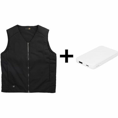 特長:●モバイルバッテリーを用いて、3段階の温度調節でヒーターを温めることができるヒーティングベストとモバイルバッテリーのセットです。 仕様:●色：ベスト：ブラック　バッテリー：ホワイト●サイズ：S●着丈(cm)：64●胸囲(cm)：53●...